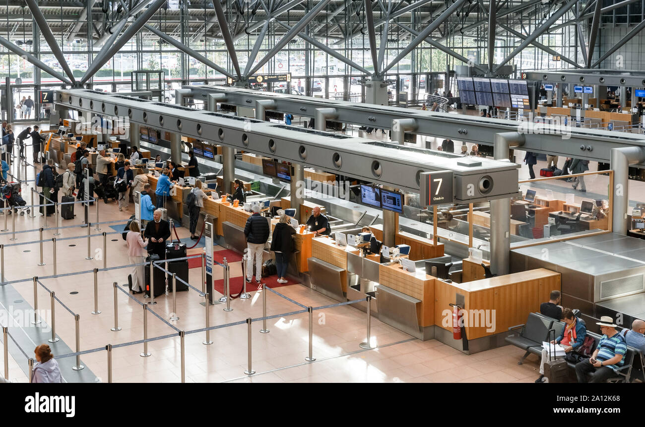 Hamburg, Germany. 19th Sep, 2019. View of the check-in counters in ...