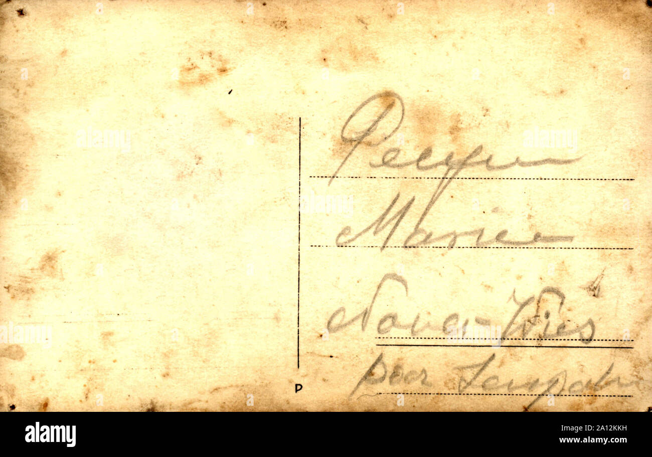 Backside of Vintage postcard with handwritten message Stock Photo - Alamy