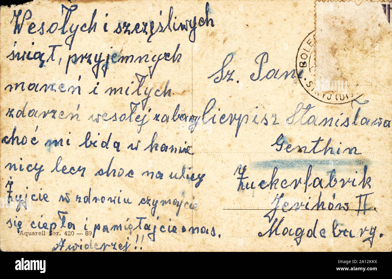 Backside of Vintage postcard with handwritten message Stock Photo - Alamy