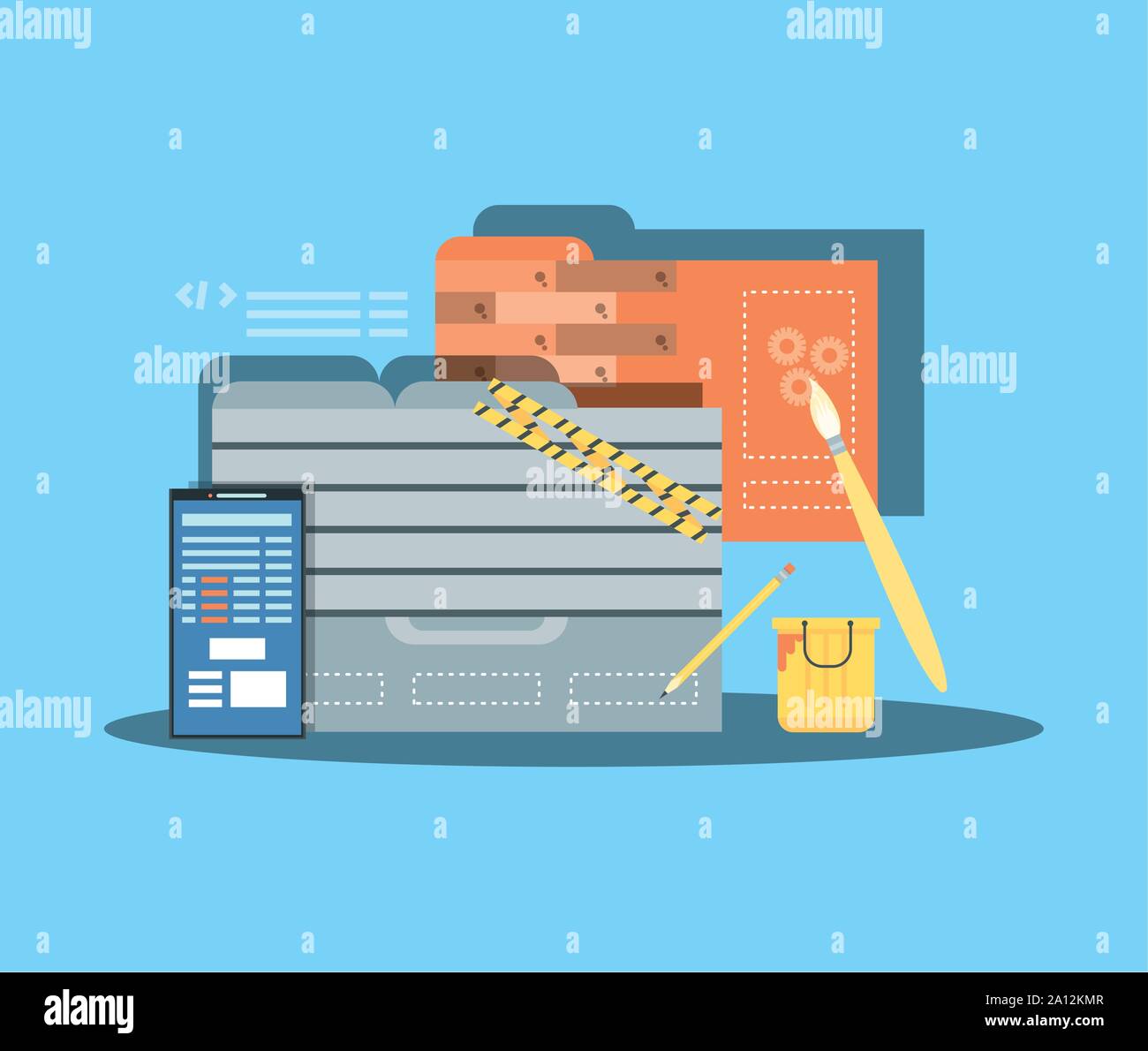 website under construction with desktop computer vector illustration ...