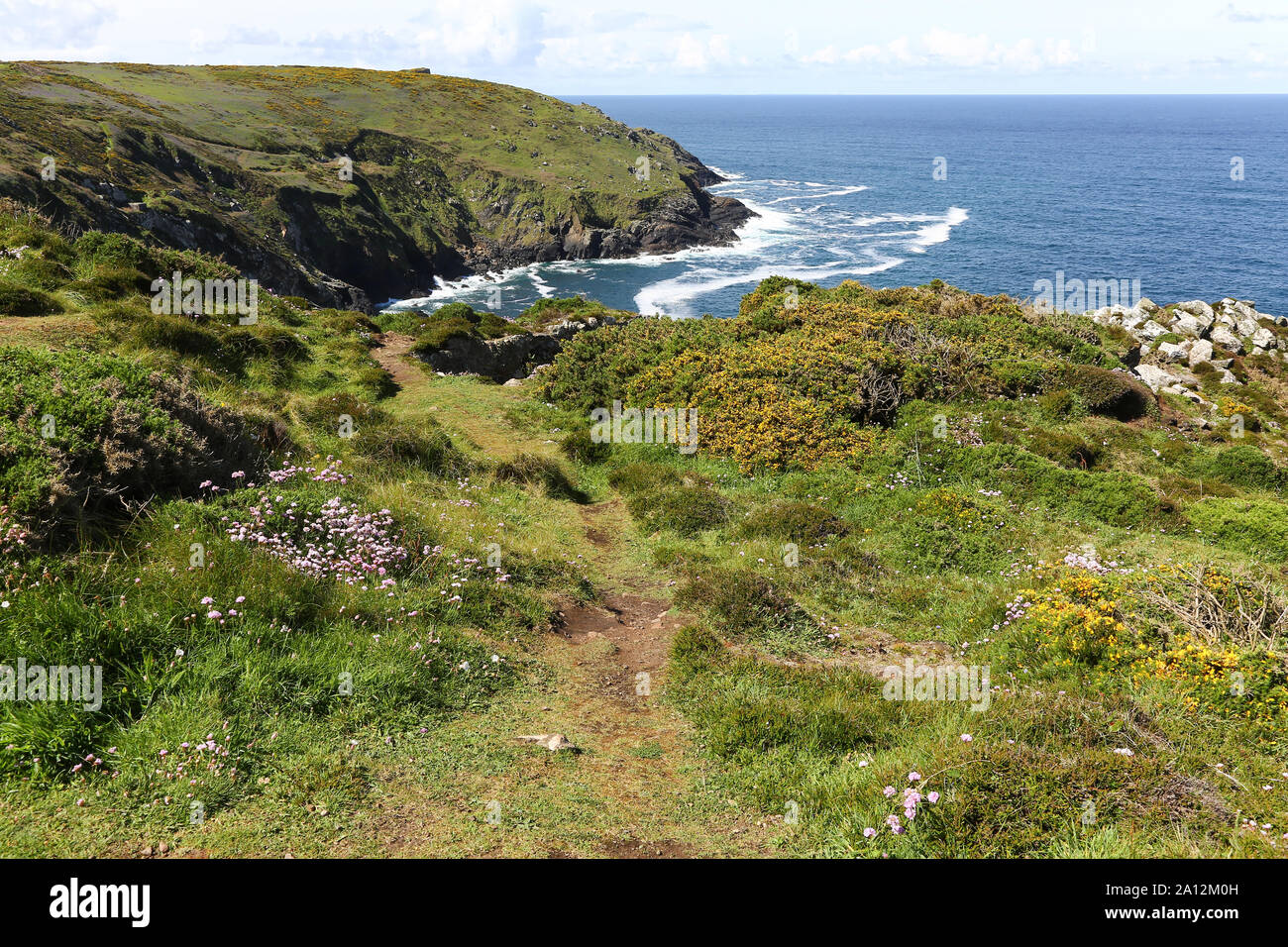 The coast and a coastal path at Botallack, Cornwall, England, UK Stock ...