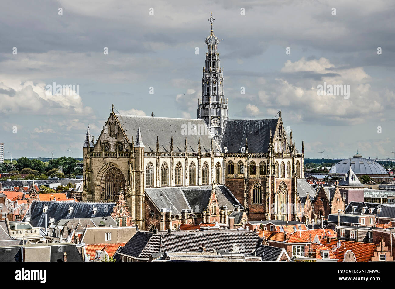 Haarlem, The Netherlands, September 9, 2019: aerial view of the town ...