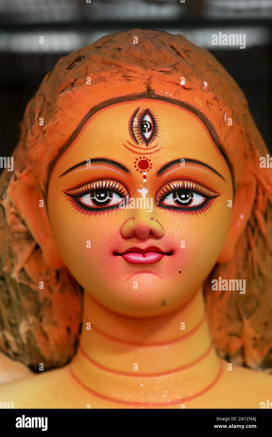 September 23, 2019, Dhaka, Bangladesh: Clay idols are seen preparing at ...