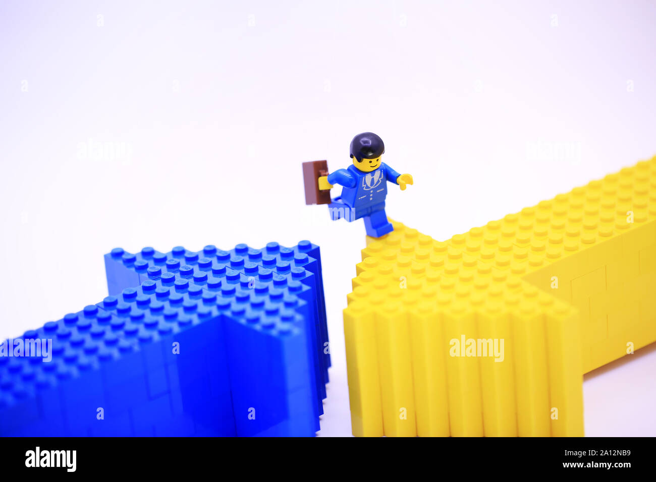 Hong Kong - August 13 2019: the Lego mini characters is walking on the ...