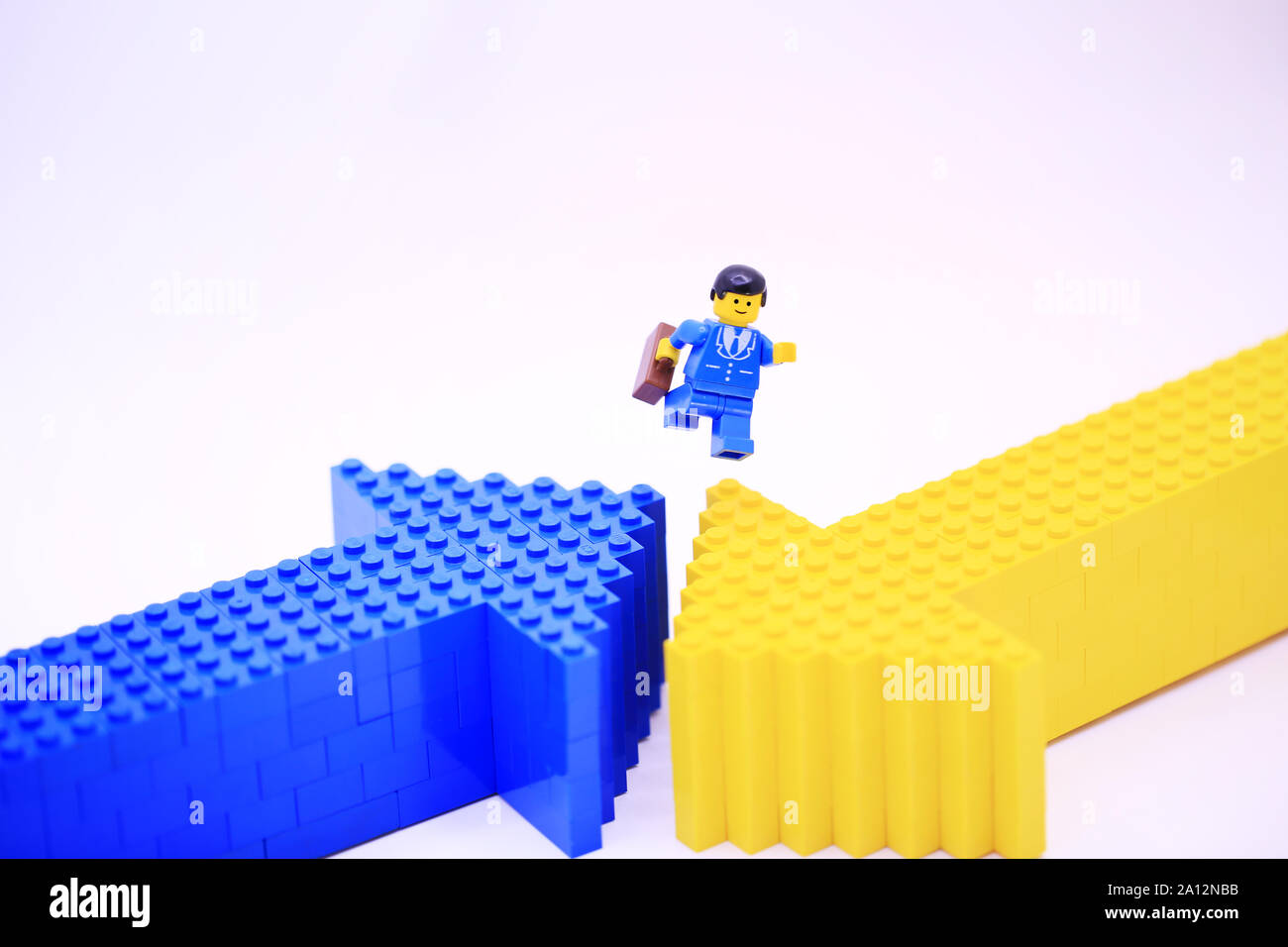 Hong Kong - August 13 2019: the Lego mini characters is walking on the ...