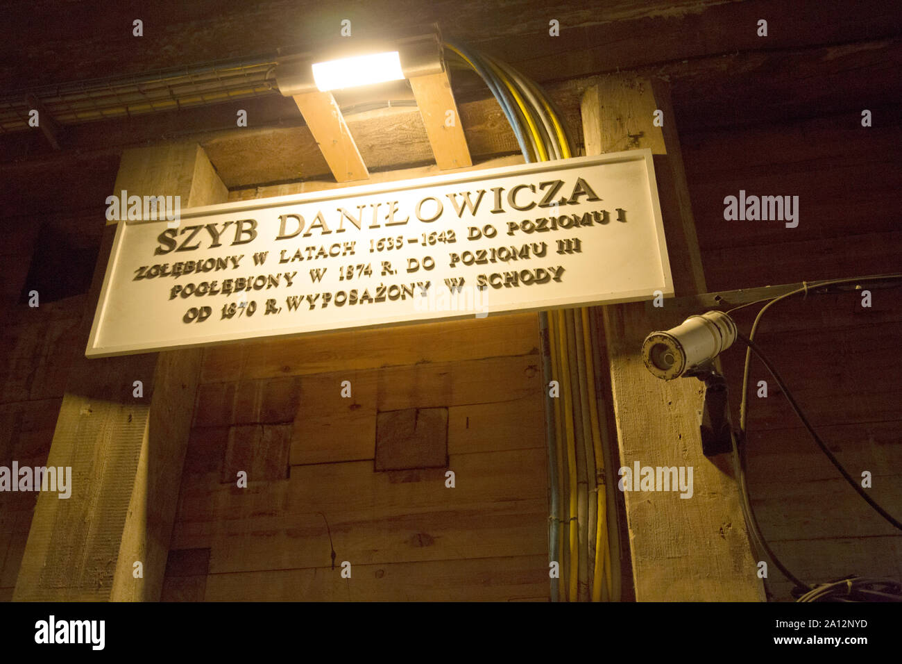 Polish sign at the entrance to the Weliczka salt mine, Krakov, Poland ...
