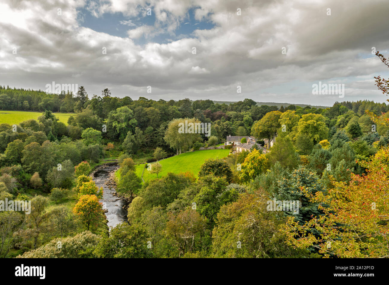 DAVA WAY WALK OR TRAIL DUNPHAIL TO DAVA MORAY SCOTLAND VIEW OF HOUSES ...