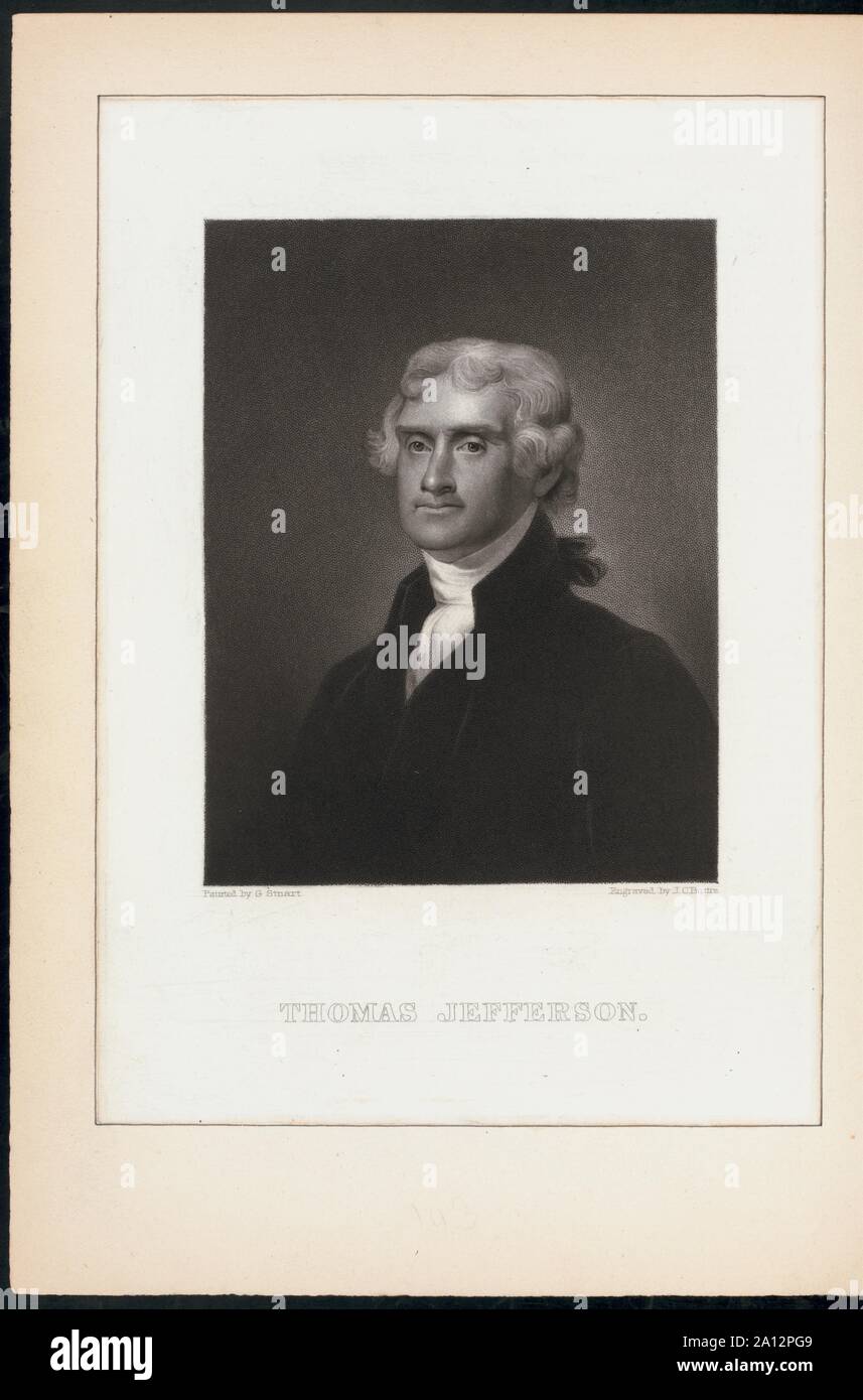 Thomas Jefferson. Portrait of the 3rd US President, Thomas Jefferson ...