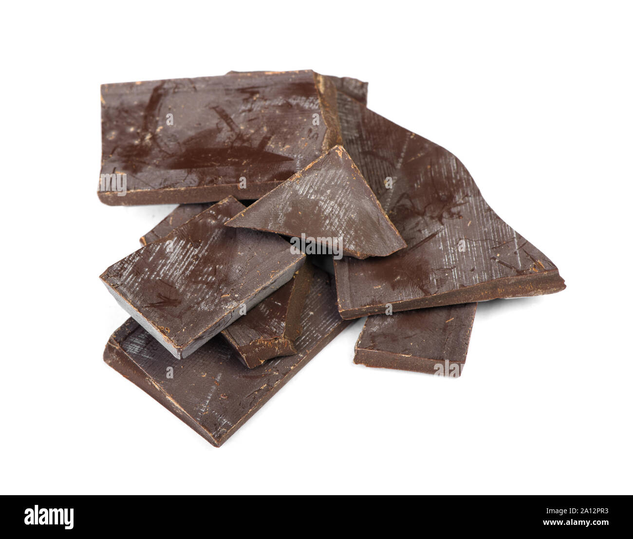 Pieces of broken bar of chocolate isolated on white Stock Photo - Alamy