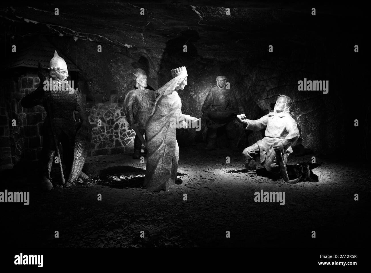 Legend of Princess Kinga carved in rock salt, deep underground in the ...
