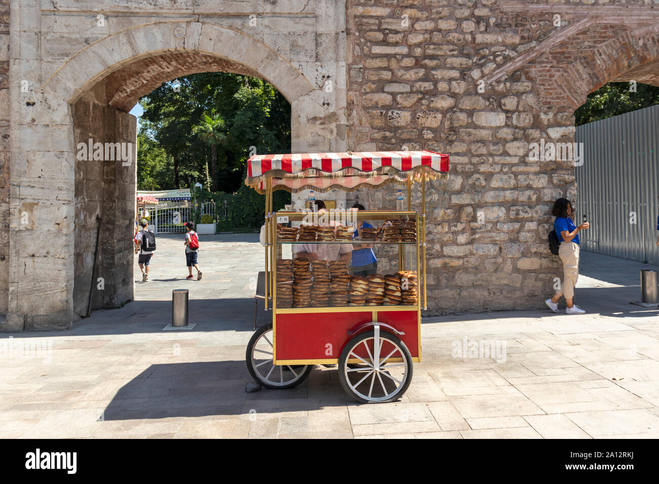 ISTANBUL, TURKEY - JULY 26, 2019: Roasted Corn and Chestnuts stand at ...