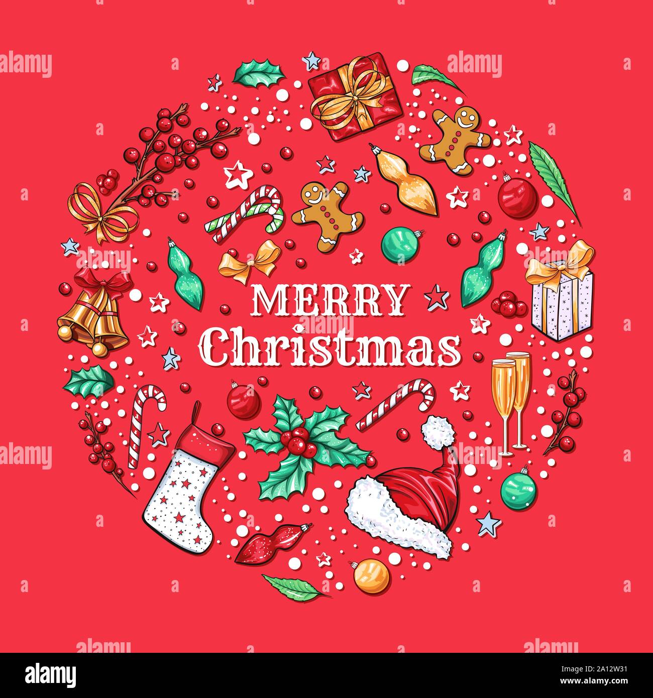 Merry christmas symbols lettering Stock Vector Images - Alamy