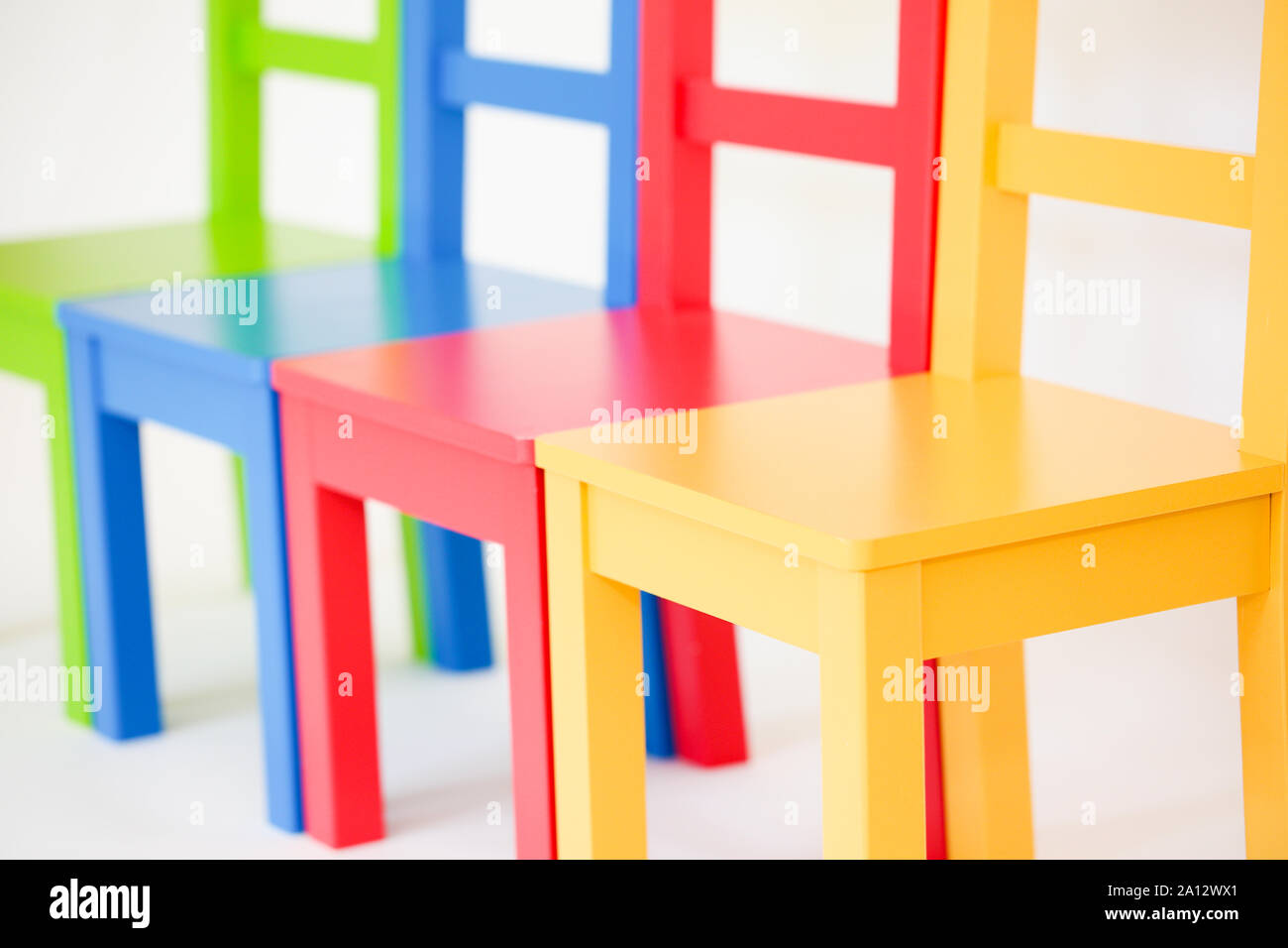 Colorful chair in a white background - Image Stock Photo - Alamy