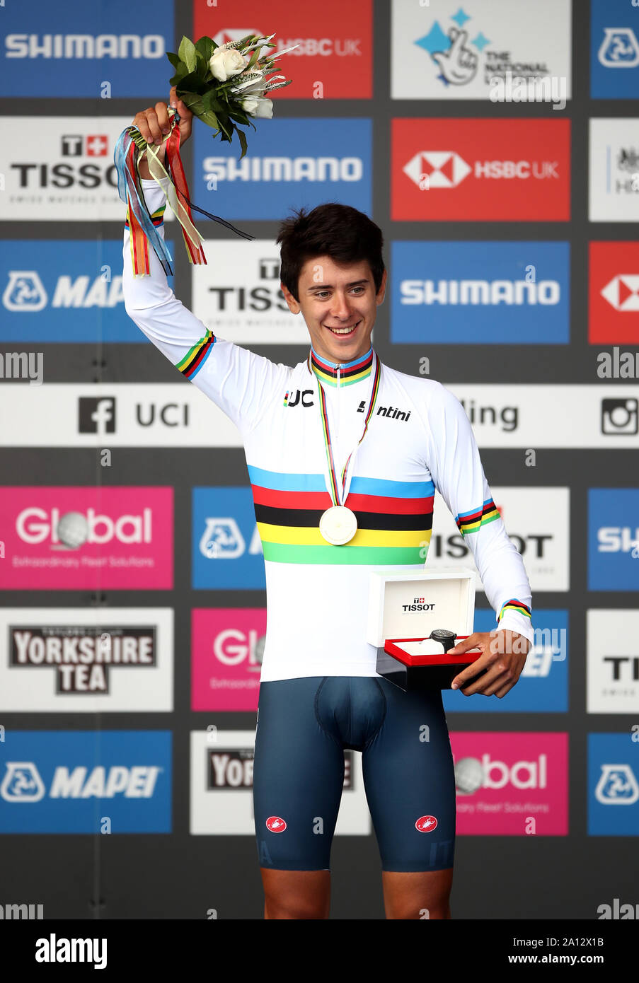 Italy's Antonio Tiberi on the podium after winning gold during the 2019 ...