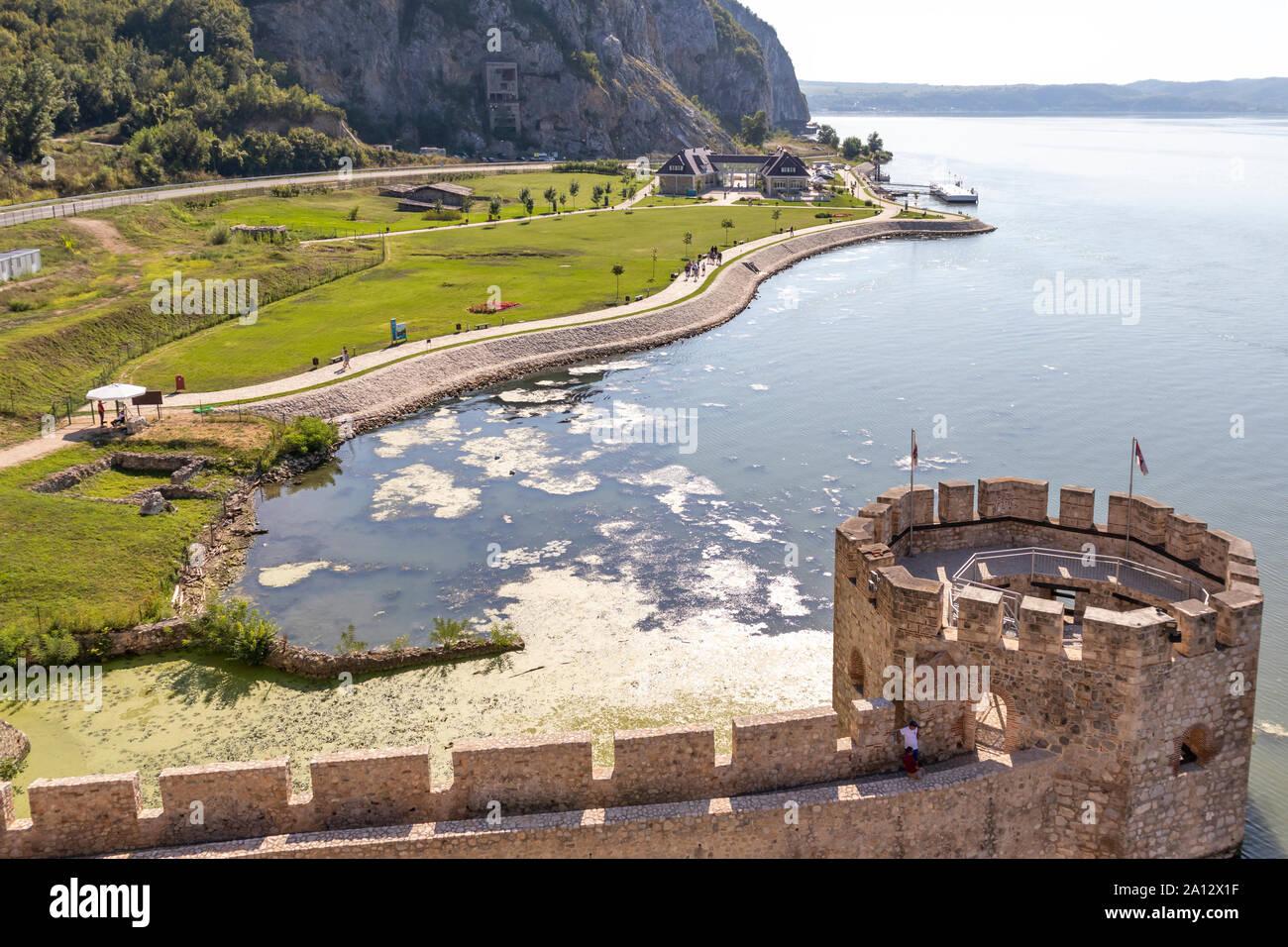GOLUBAC, SERBIA - AUGUST 11, 2019: Tourists visiting Golubac Fortress ...