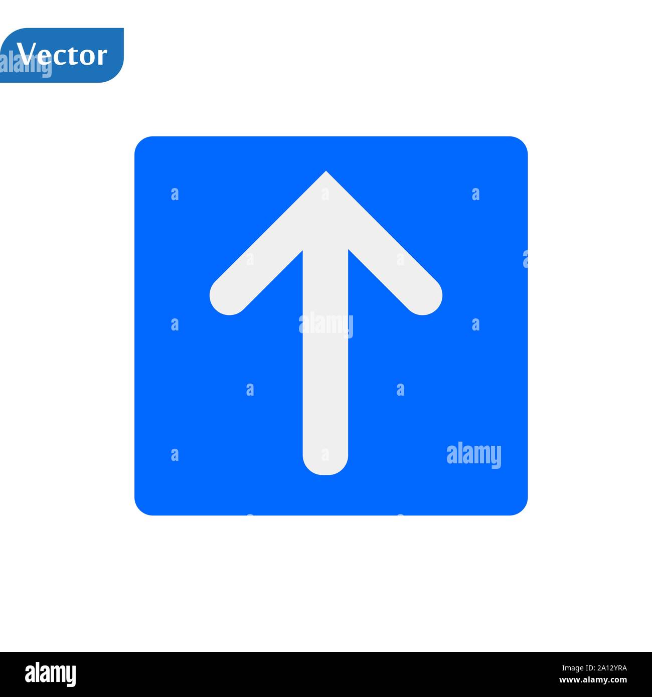 Arrow Up vector icon. This flat symbol is drawn with blue color on a ...