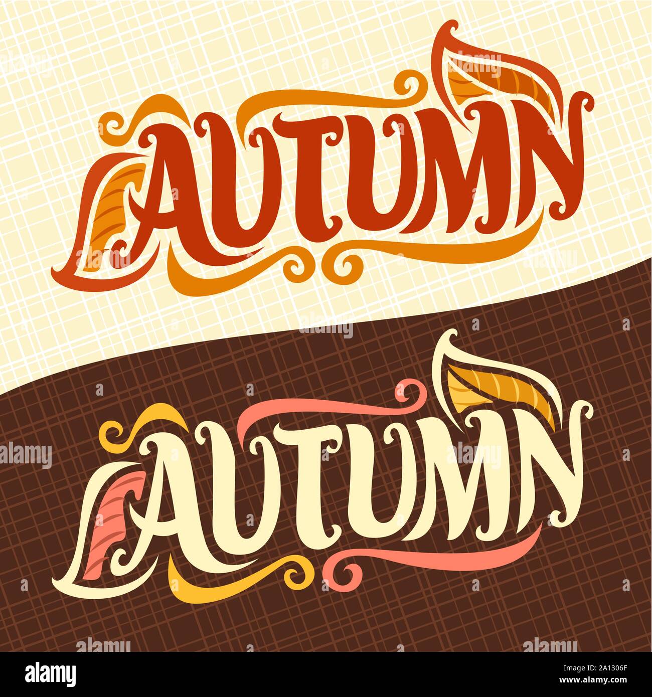 Vector illustration for Autumn season: vintage fall double logo with ...