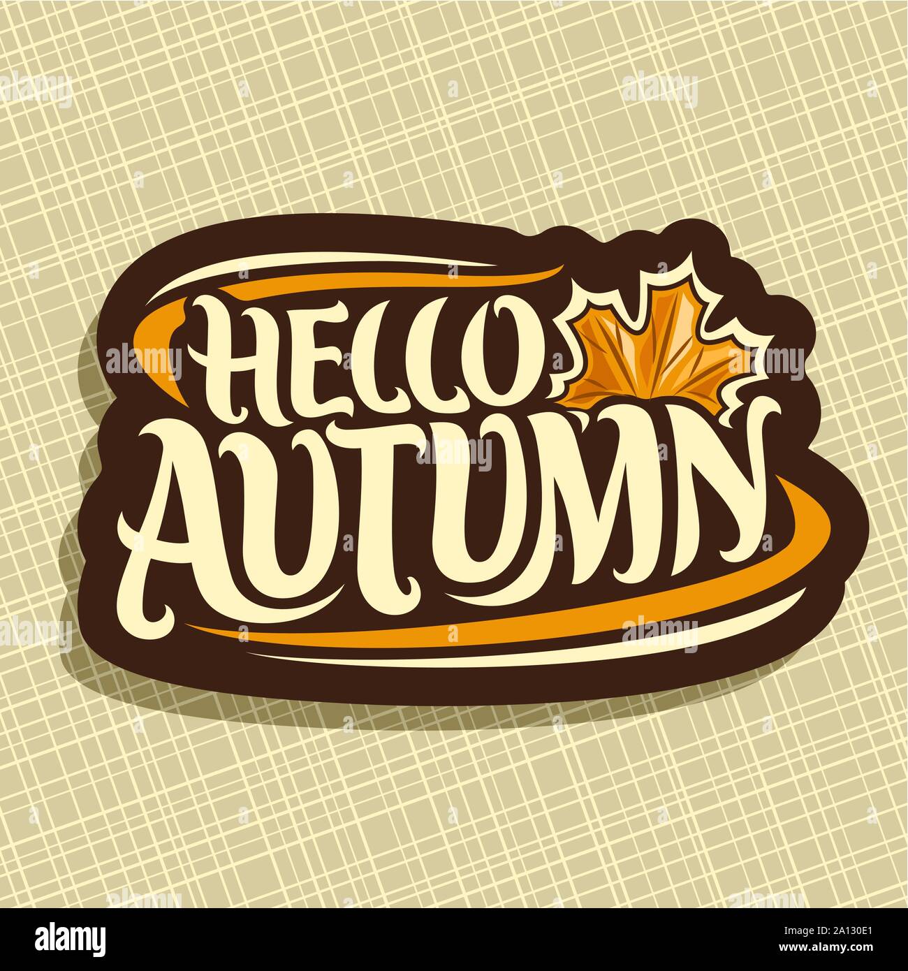 Vector poster for Autumn season: fall logo with maple leaf on beige ...