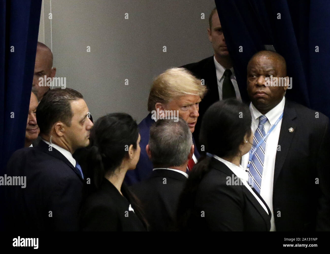 New York, United States. 23rd Sep, 2019. President Donald Trump arrives ...