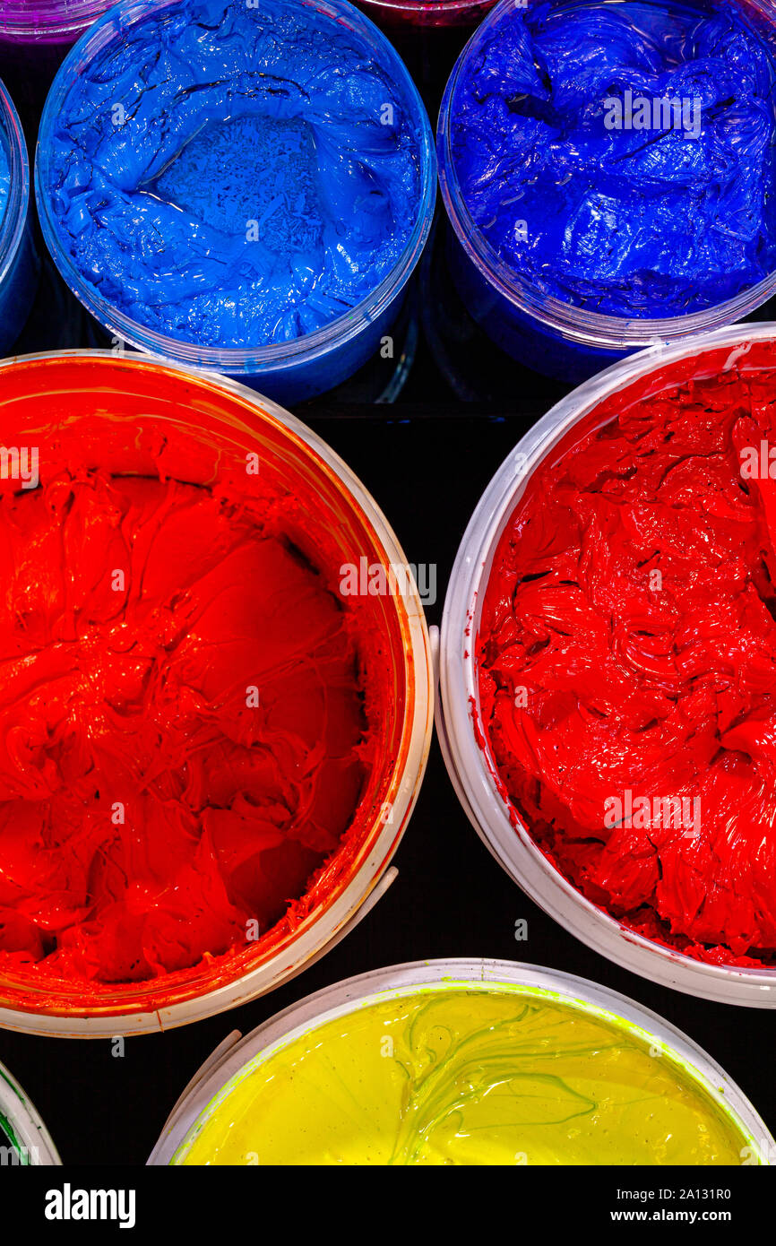 Several colors plastisol ink hi-res stock photography and images - Alamy
