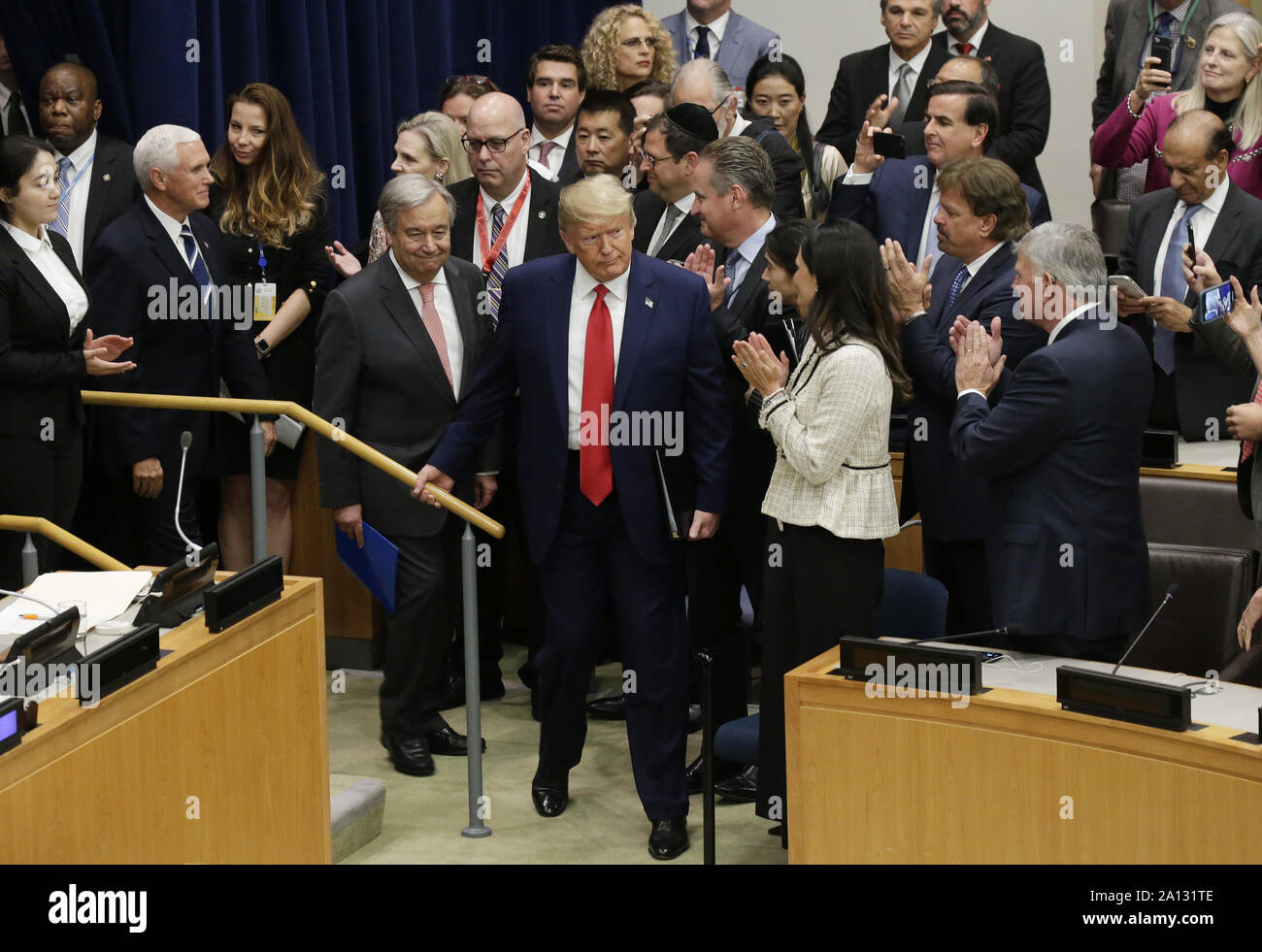New York, United States. 23rd Sep, 2019. President Donald Trump arrives ...