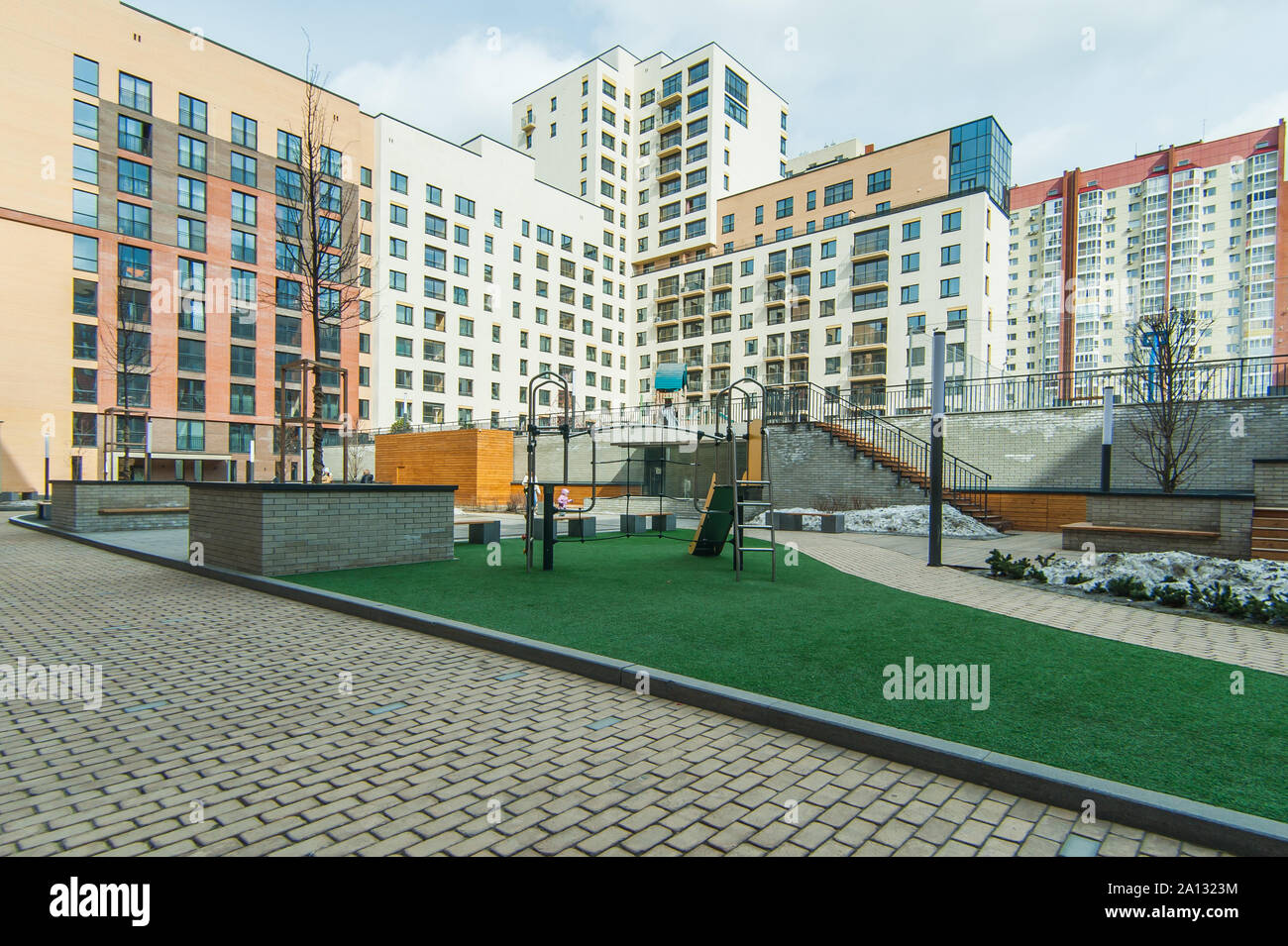 Russia, Novosibirsk - May 02, 2019: Russian courtyards. buildings ...