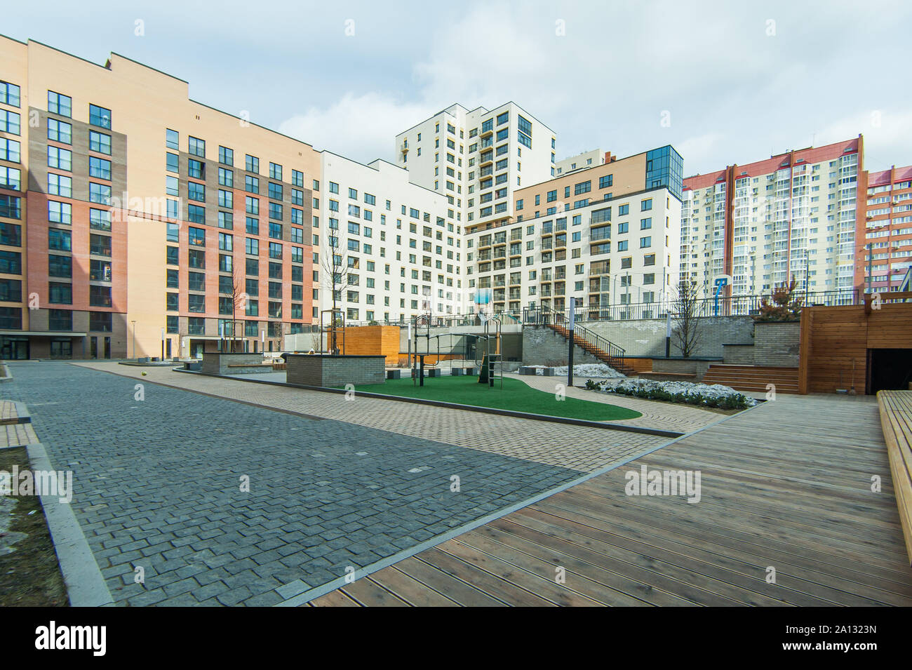 Russia, Novosibirsk - May 02, 2019: Russian courtyards. buildings ...