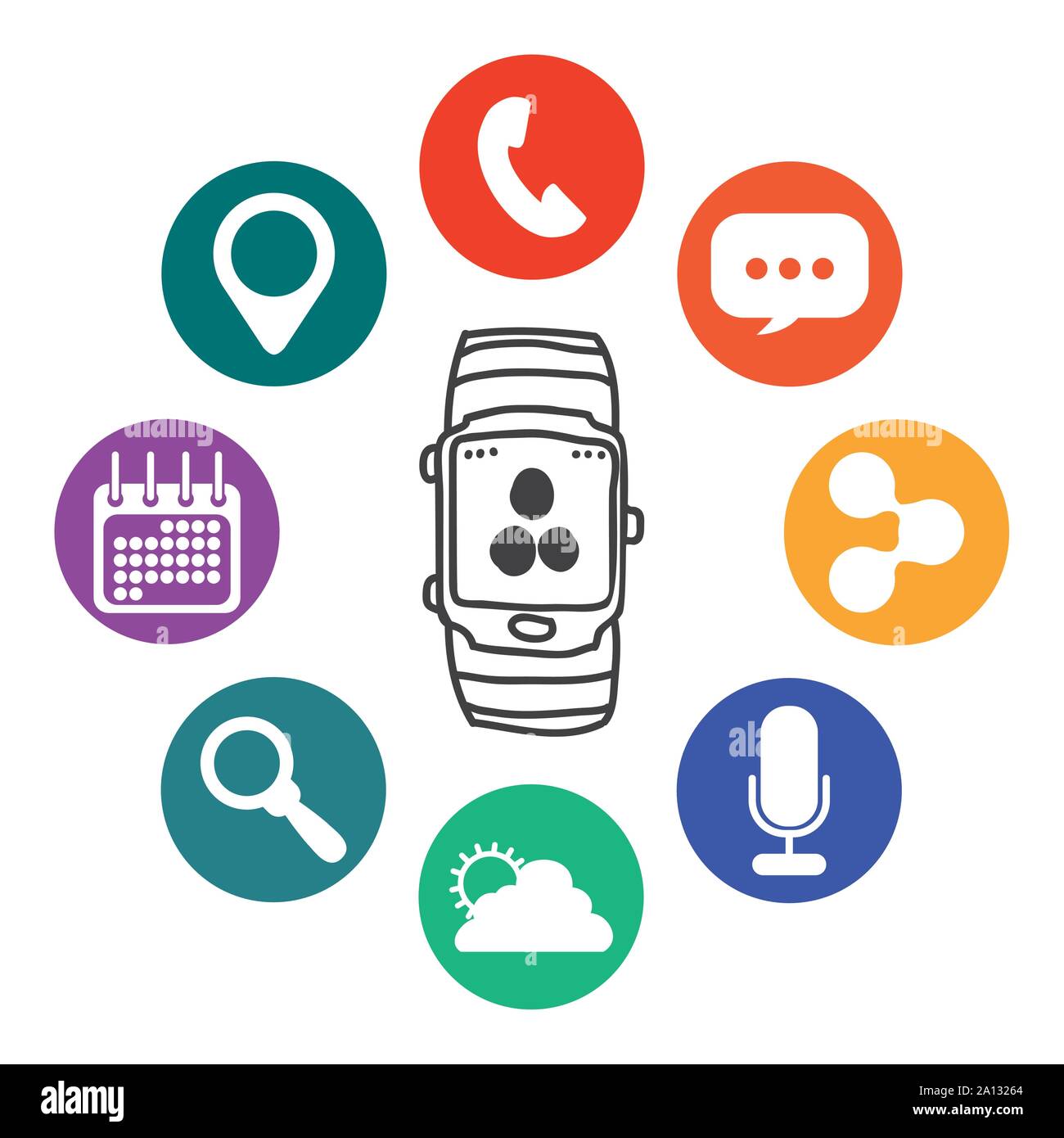 smart watch technology with applications menu vector illustration ...
