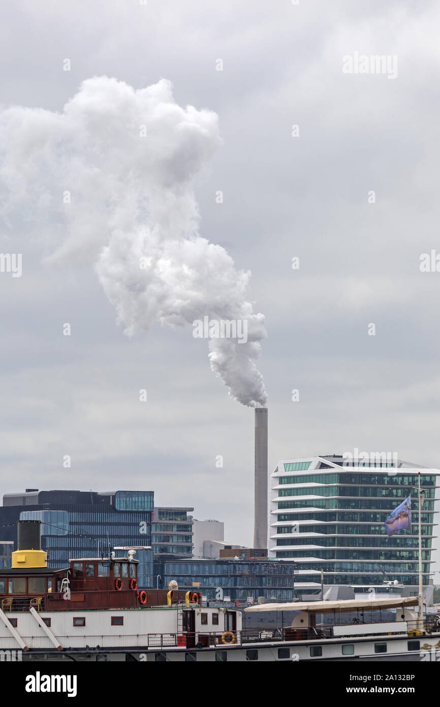 Chimney With White Smoke Pollution in amsterdam Holland Stock Photo - Alamy