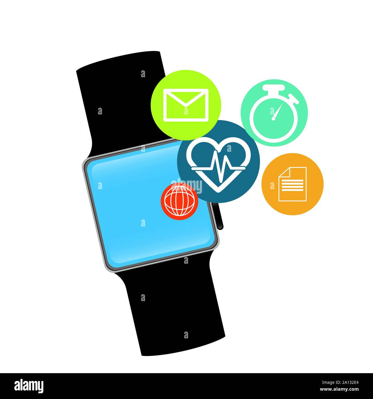 smart watch technology with applications menu vector illustration ...