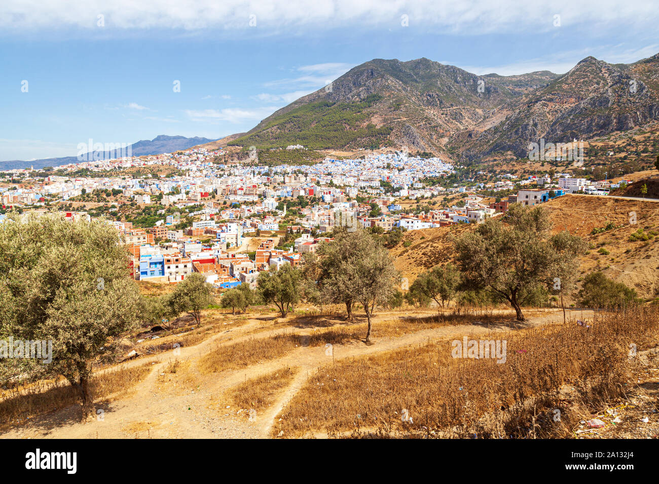 view of skyline of Chefchaouen, or Chaouen, is a city in the Rif ...