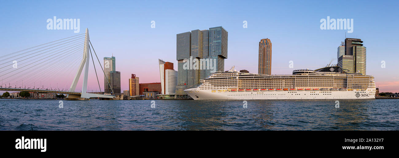 Panorama with cruise ship MSC Preziosa in front of the iconic Dutch ...