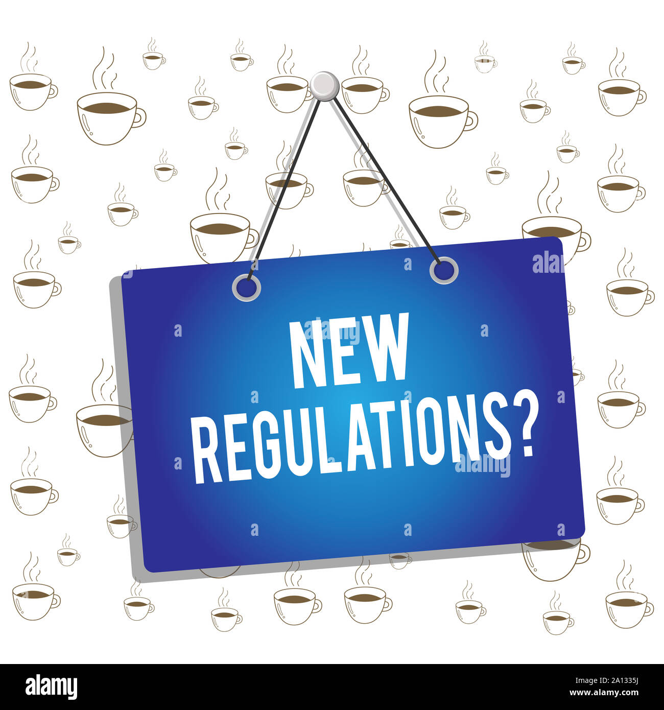 Writing note showing New Regulations Question. Business concept for ...