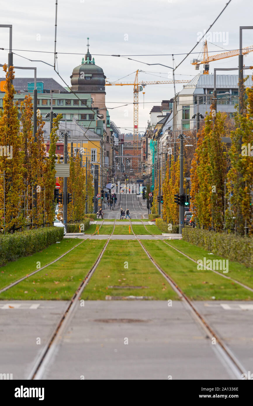 Tram Line Rails in Oslo City Norway Stock Photo - Alamy