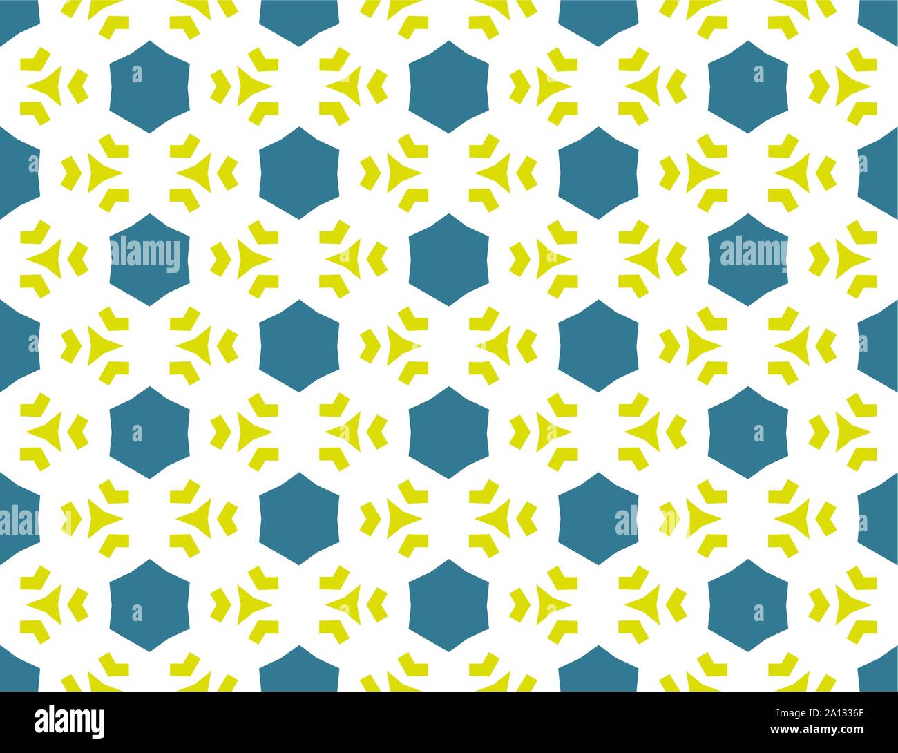 Vector seamless geometric pattern. Shaped blue hexagons, yellow lines ...