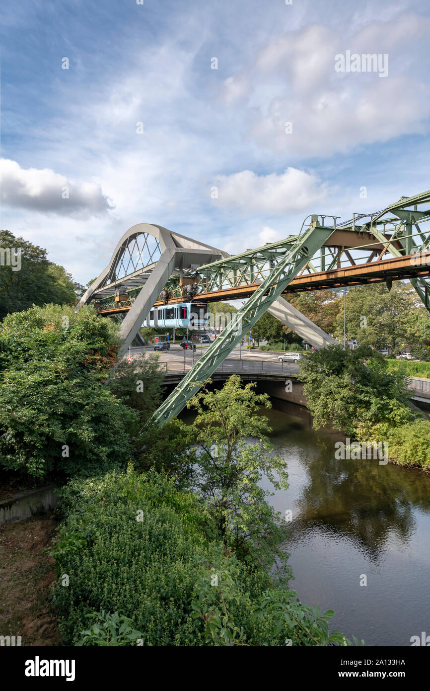 The amazing hanging monorail called the Schwebebahn in Wuppertal, near ...