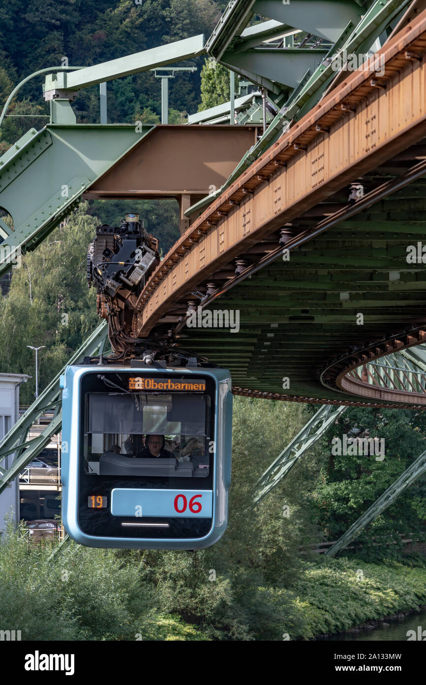 The amazing hanging monorail called the Schwebebahn in Wuppertal, near ...