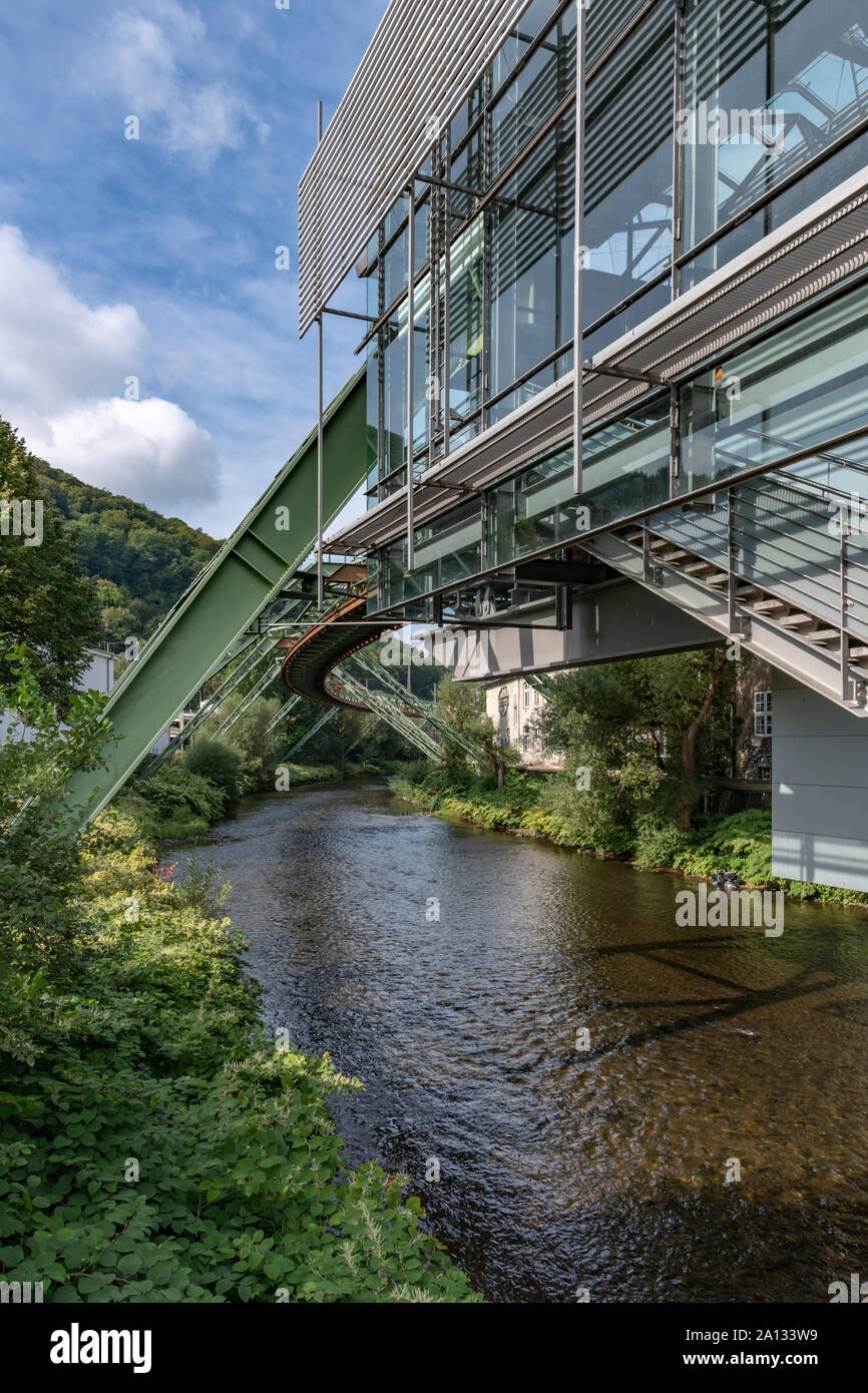 The amazing hanging monorail called the Schwebebahn in Wuppertal, near ...
