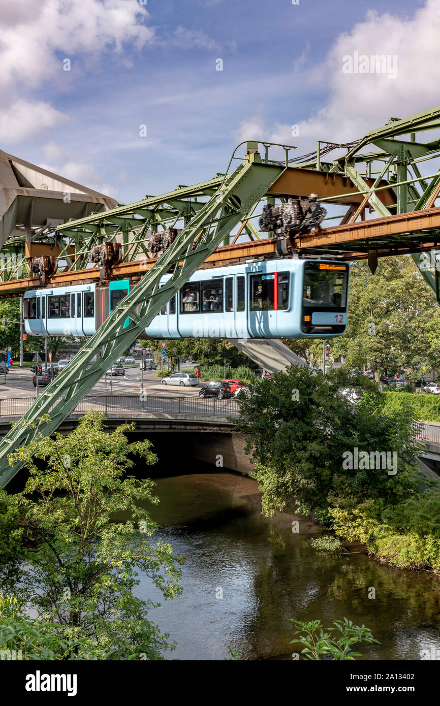 The amazing hanging monorail called the Schwebebahn in Wuppertal, near ...