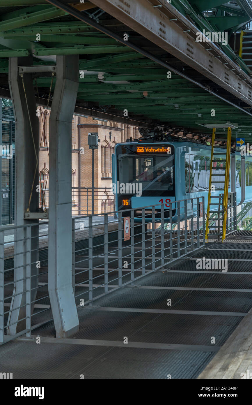The amazing hanging monorail called the Schwebebahn in Wuppertal, near ...