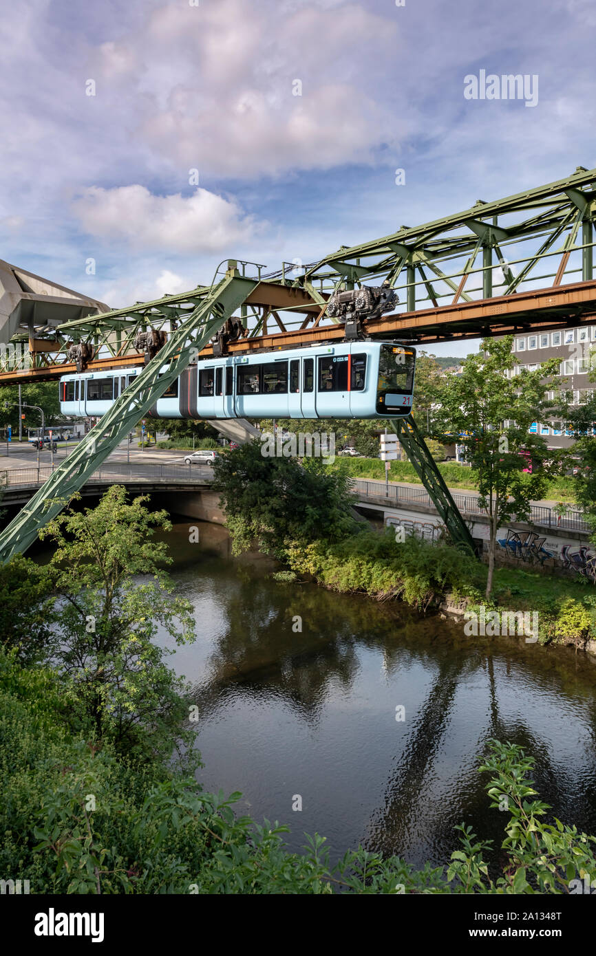 The amazing hanging monorail called the Schwebebahn in Wuppertal, near ...