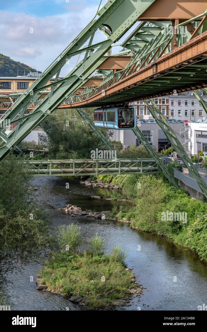 The amazing hanging monorail called the Schwebebahn in Wuppertal, near ...