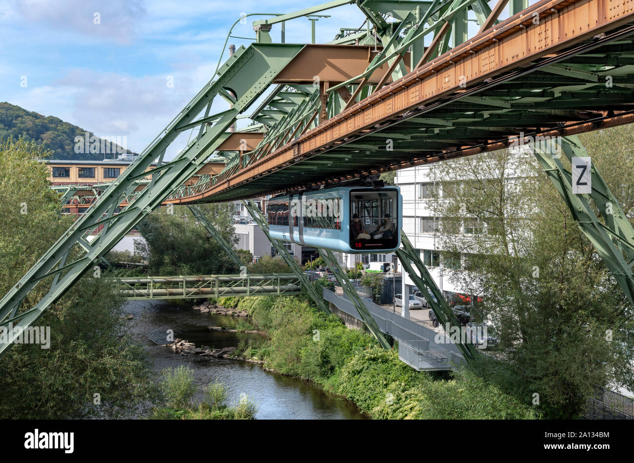 The amazing hanging monorail called the Schwebebahn in Wuppertal, near ...