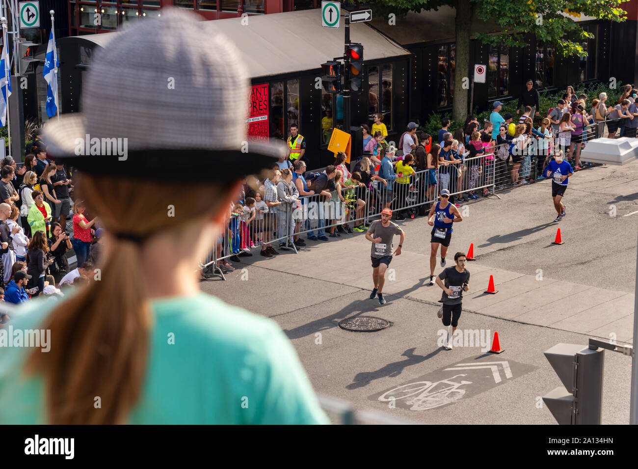 Montreal, Canada - 22 September 2019: Runners and participants are ...