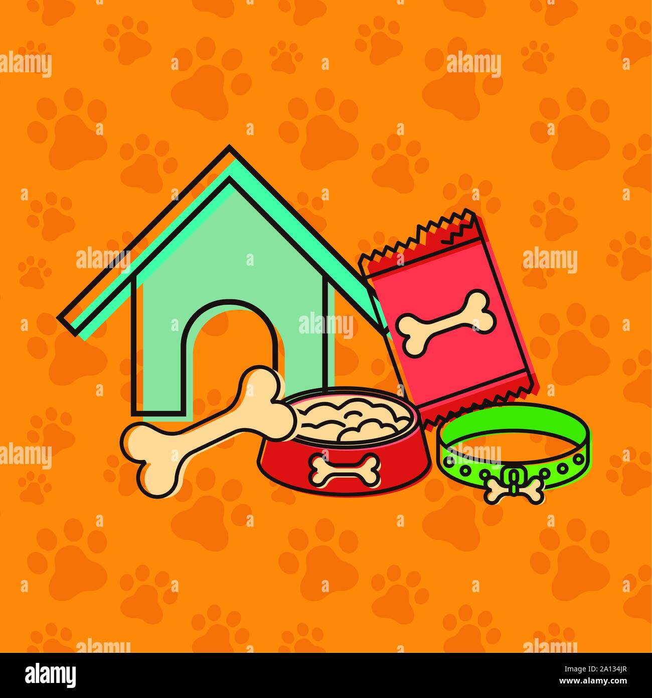 mascots with pets shop set icons vector illustration design Stock ...