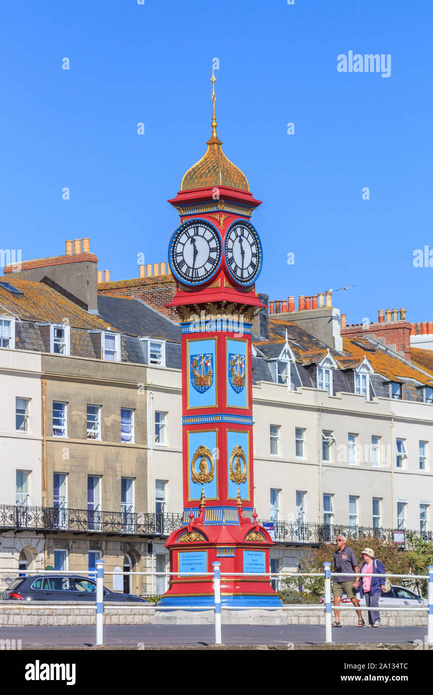 georgian town clock on the promenade, seaside resort and town of ...
