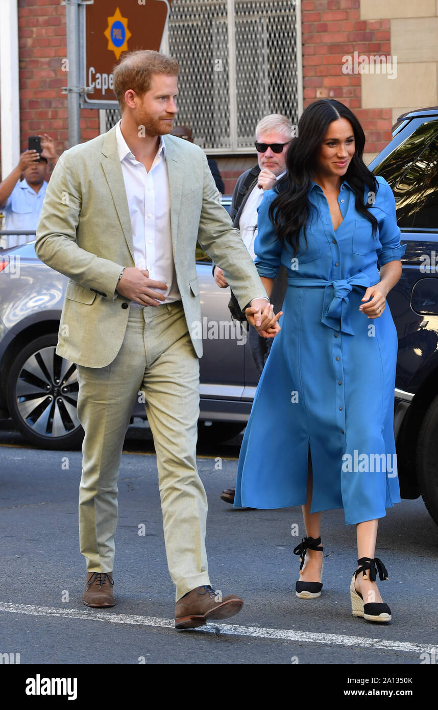 The Duke and Duchess of Sussex after a visit to the District Six Museum ...