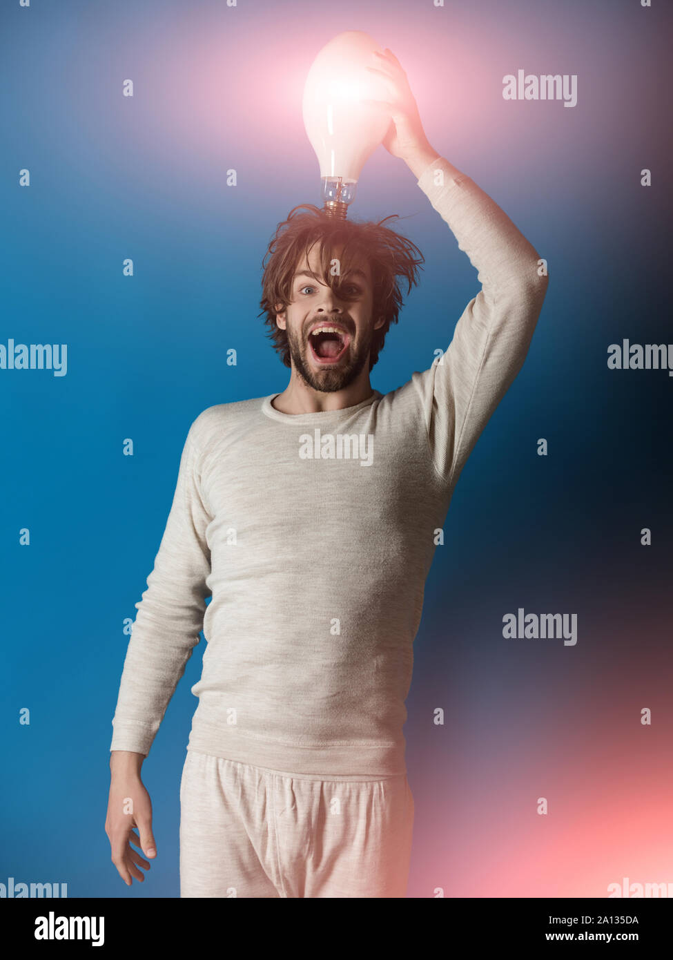 Solution and decision, enlightenment. Power and business success. Happy ...