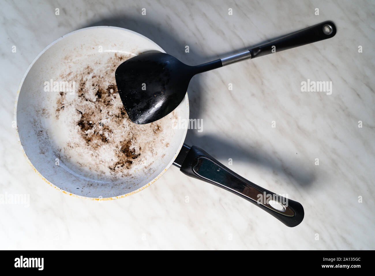 Dirty frying pan spatula hi-res stock photography and images - Alamy