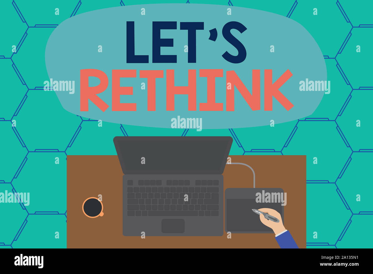 Conceptual hand writing showing Let S Rethink. Concept meaning an ...